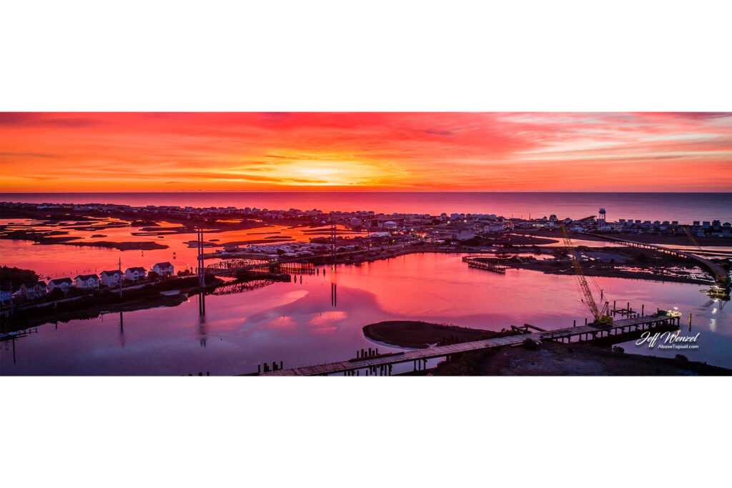 JW117: Sunrise Over Surf City Bridge Construction – Above Topsail