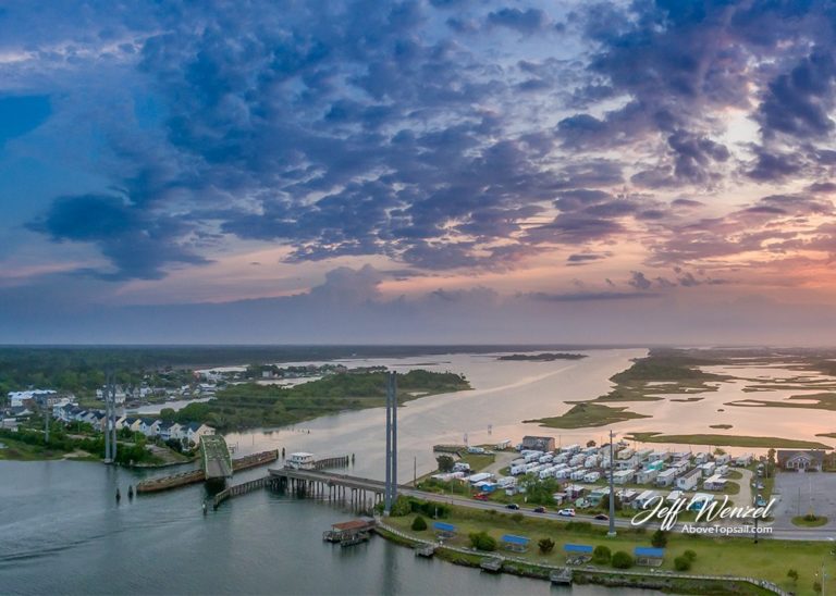 JW051 Surf City Swing Bridge in Action Sunrise – Above Topsail